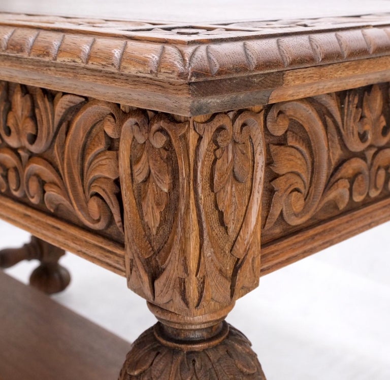 Heavily Fine Carved Oak Small Partners Desk Console Writing Table Mint ...
