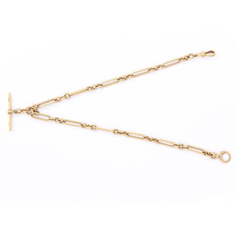 Heavy 18 Karat Gold Edwardian Trombone Link Albert Watch Chain, 16 ...