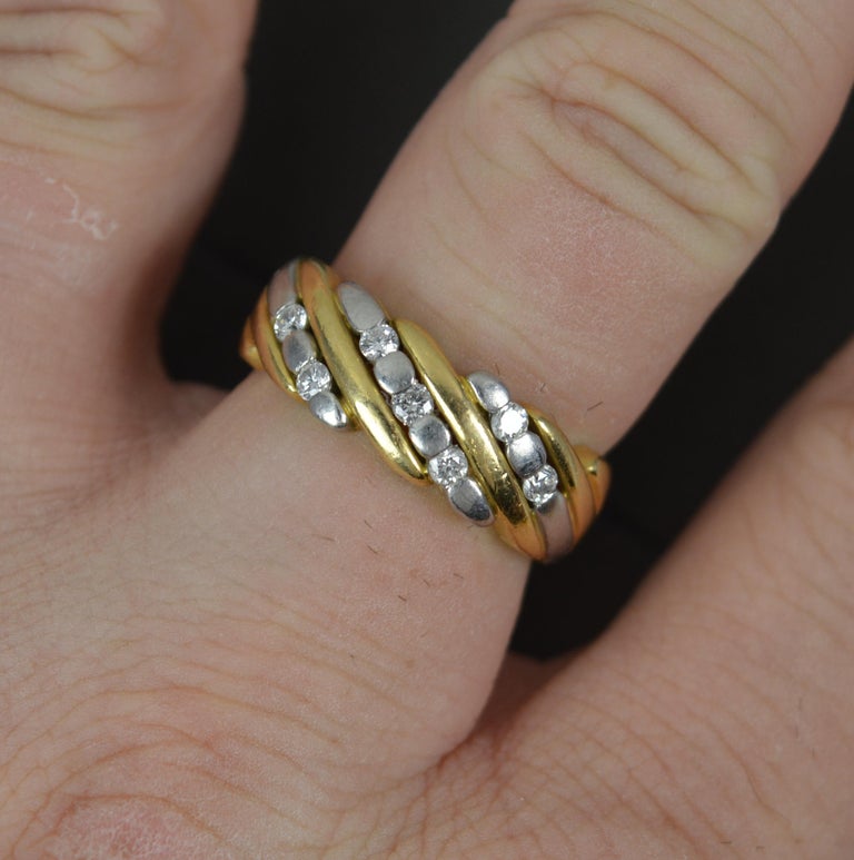 Heavy 18ct Gold and Platinum Diamond Band Ring For Sale at 1stDibs