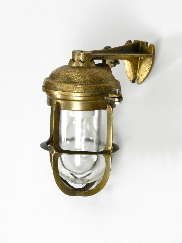 Heavy 1950s Maritime Ship Wall Lamp Made of Cast Brass and with Glass ...