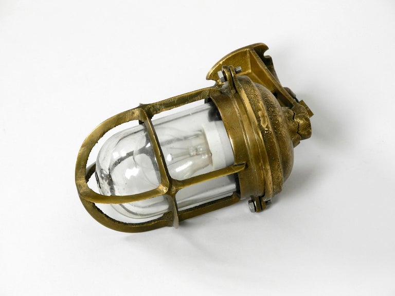 Heavy 1950s Maritime Ship Wall Lamp Made of Cast Brass and with Glass ...