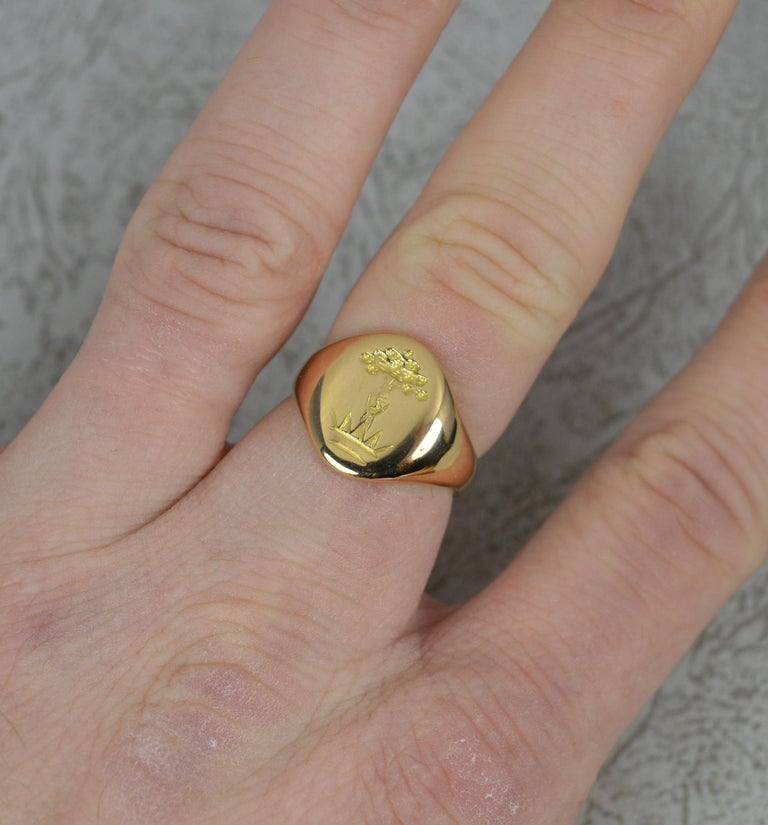 Heavy Antique 18ct Gold Intaglio Signet Seal Ring For Sale at 1stDibs