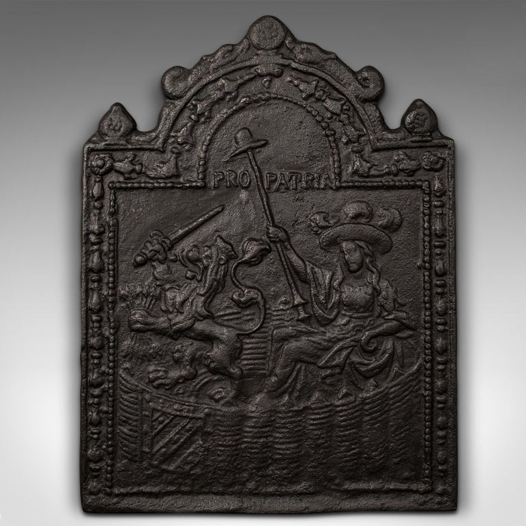 Heavy Antique Fire Back, Dutch, Cast Iron, Decorative Fireplace Back ...