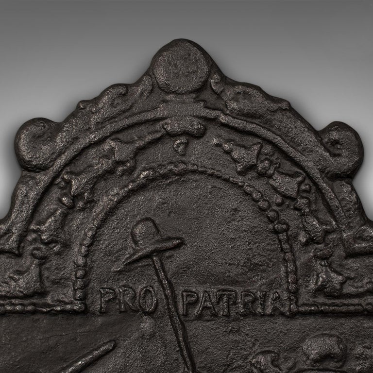 Heavy Antique Fire Back, Dutch, Cast Iron, Decorative Fireplace Back ...