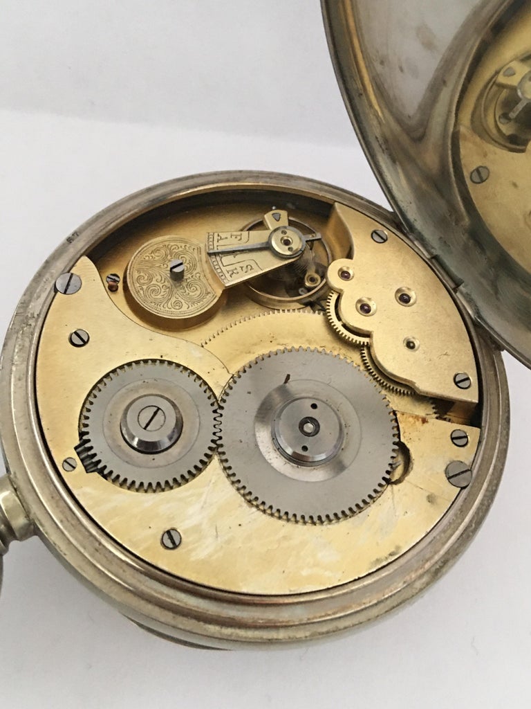 Heavy and Big Antique Silver Plated “Goliath” 8Day Pocket Watch For ...