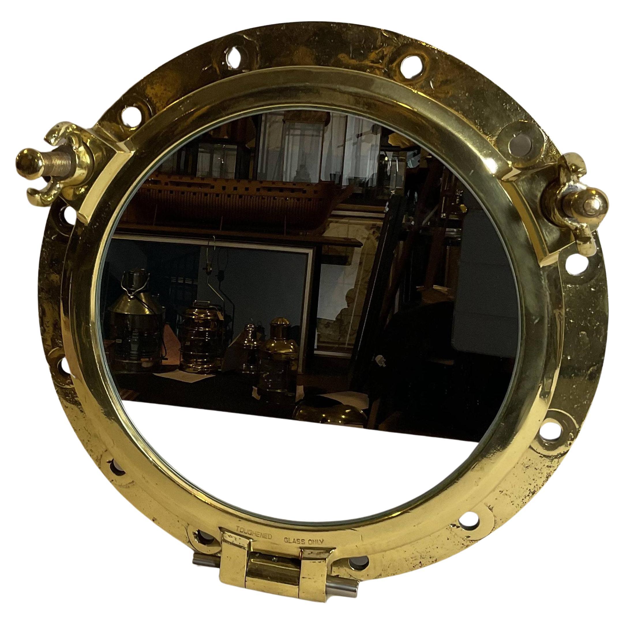 British Royal Navy Solid Brass Ships Porthole Rope Mirror at 1stDibs ...