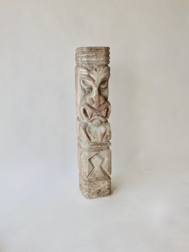 Heavy cast cement Tiki totem sculpture For Sale at 1stDibs