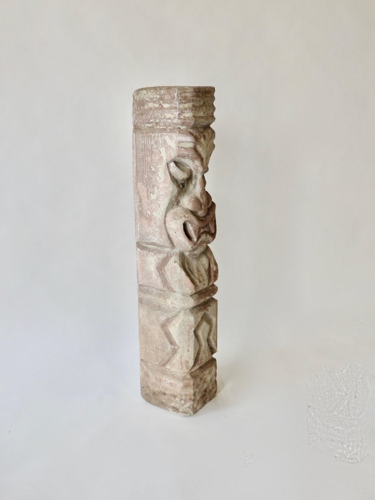 Heavy cast cement Tiki totem sculpture For Sale at 1stDibs
