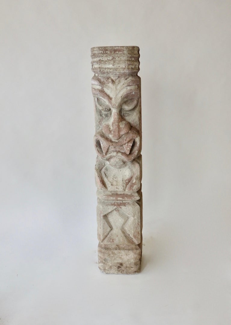 Heavy cast cement Tiki totem sculpture For Sale at 1stDibs