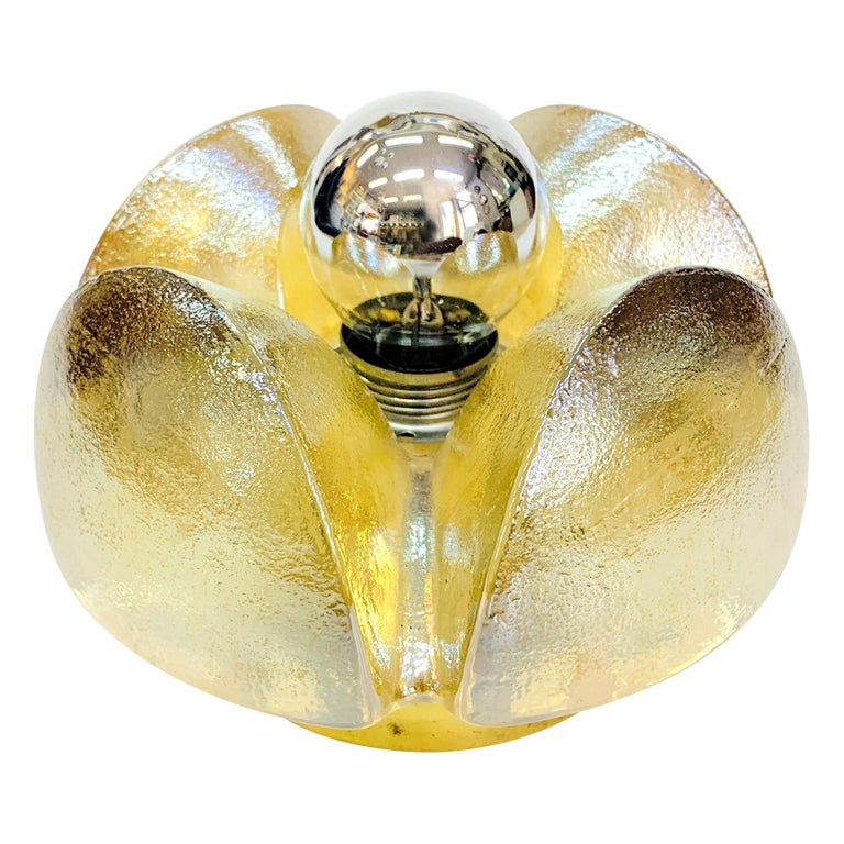 Heavy Cast Glass Wall Light, 1970s Kalmar Style For Sale at 1stDibs