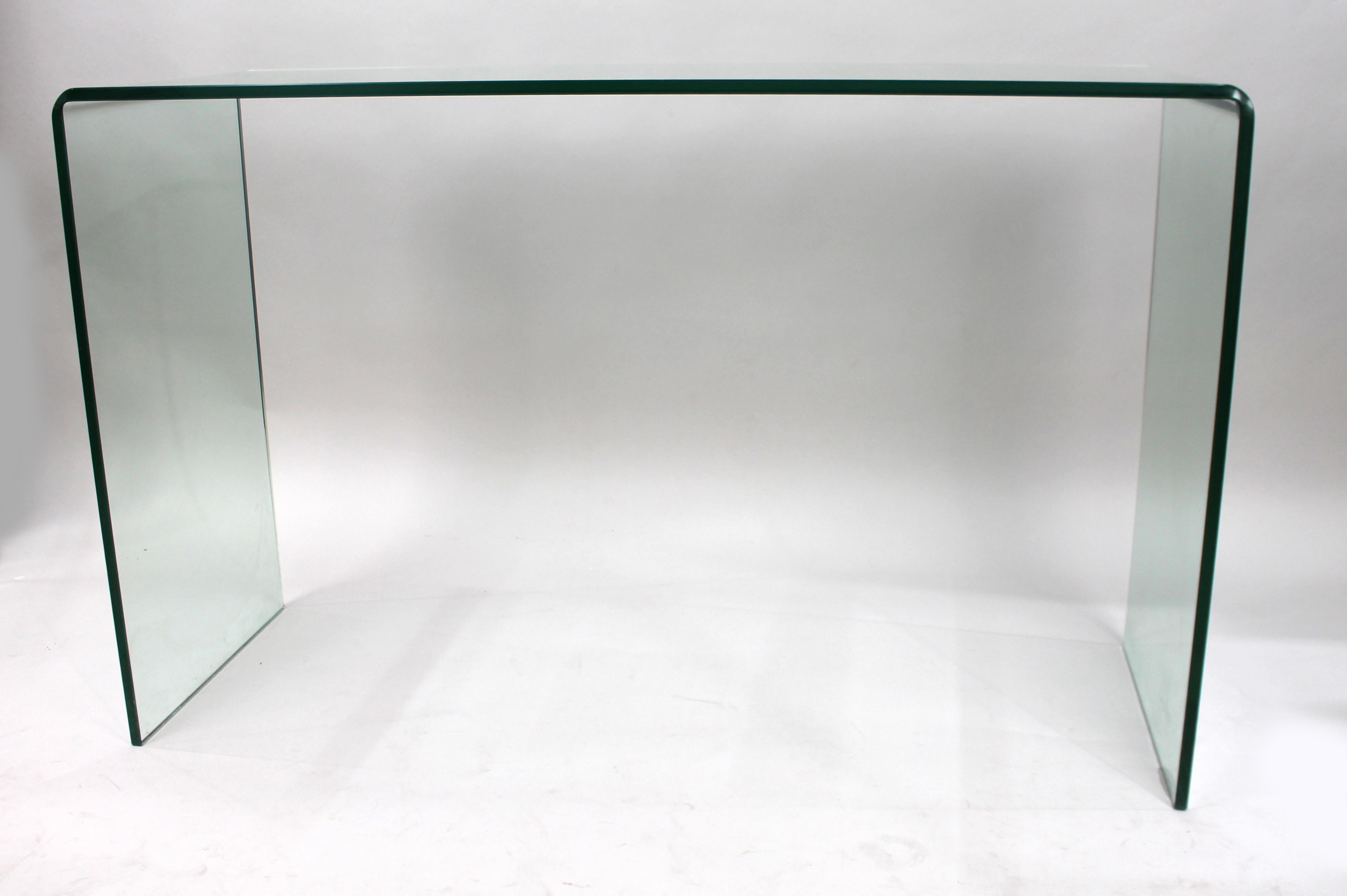 Heavy Contemporary Glass Console Table For Sale at 1stDibs
