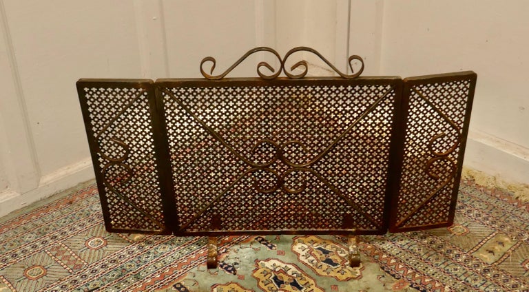 Heavy Folding Wrought Iron Fire Guard for Inglenook Fireplace For Sale ...