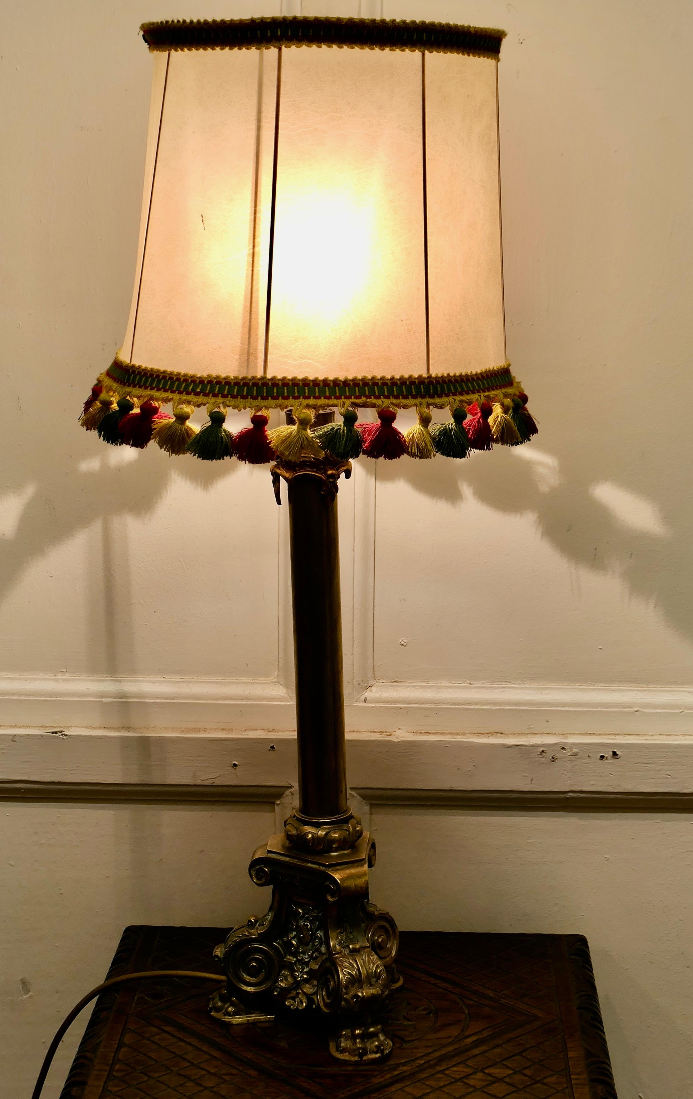 Heavy French Gothic Brass Table Lamp at 1stDibs