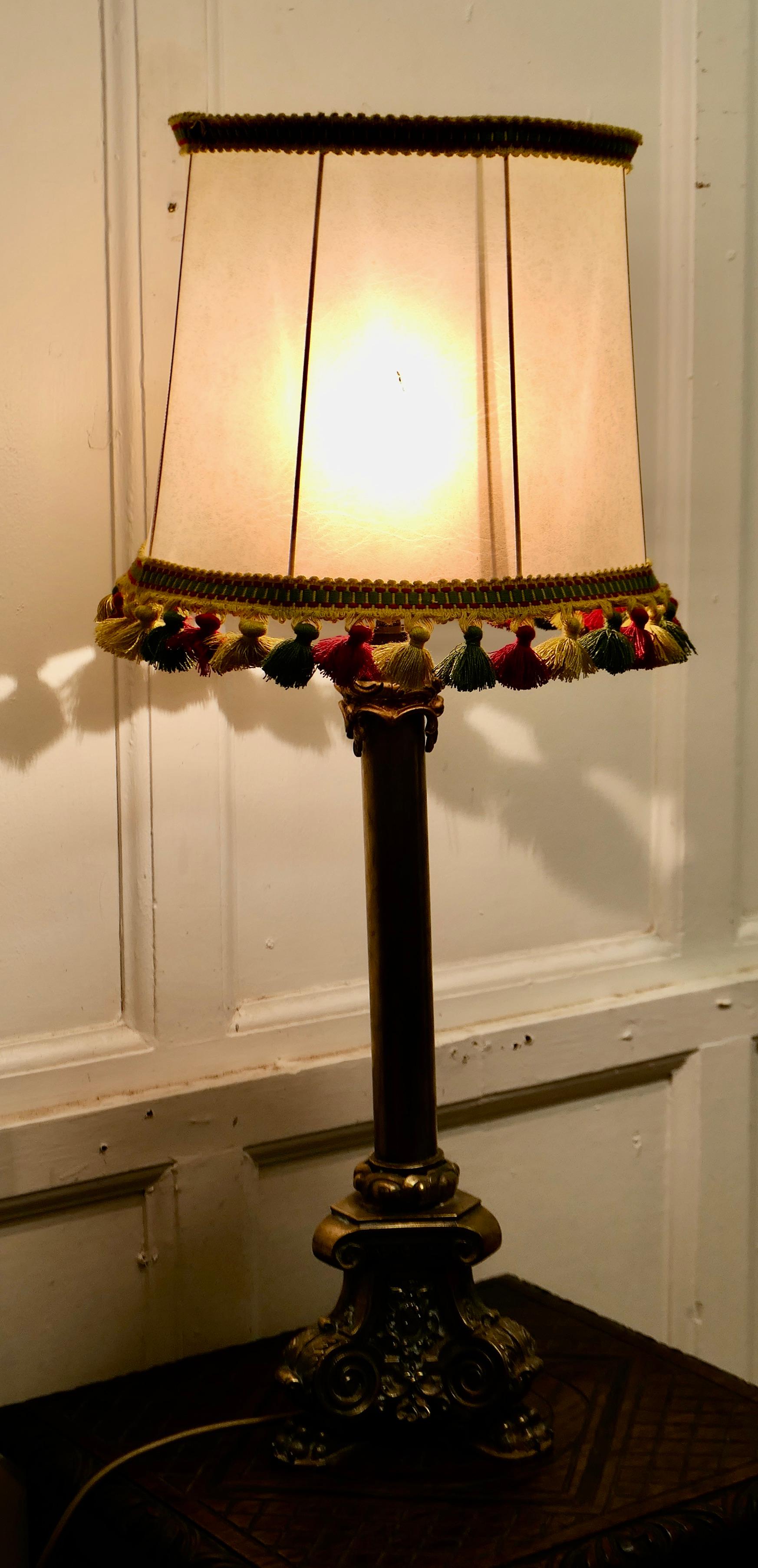 Heavy French Gothic Brass Table Lamp at 1stDibs
