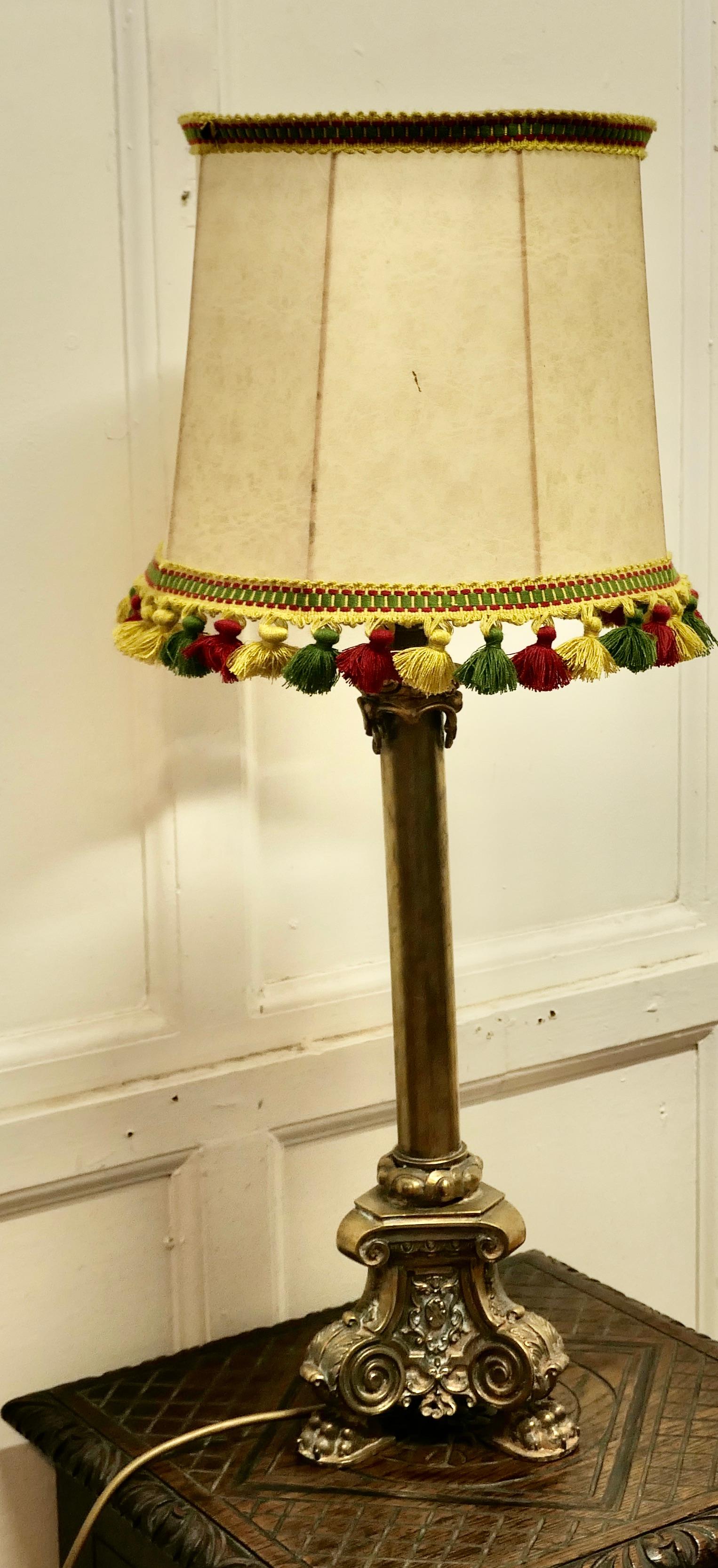 Heavy French Gothic Brass Table Lamp at 1stDibs