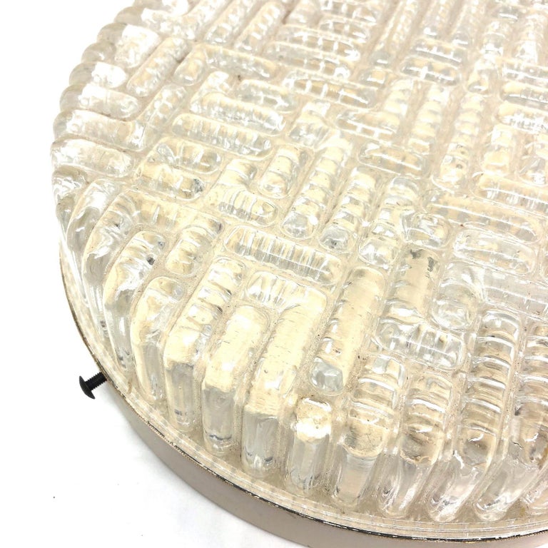Heavy Grid Pattern Glass Flush Mount, Vintage, Austria, 1960s For Sale ...