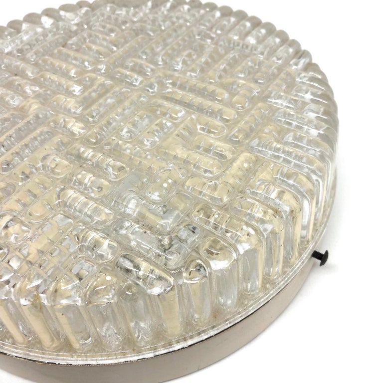 Heavy Grid Pattern Glass Flush Mount, Vintage, Austria, 1960s For Sale ...