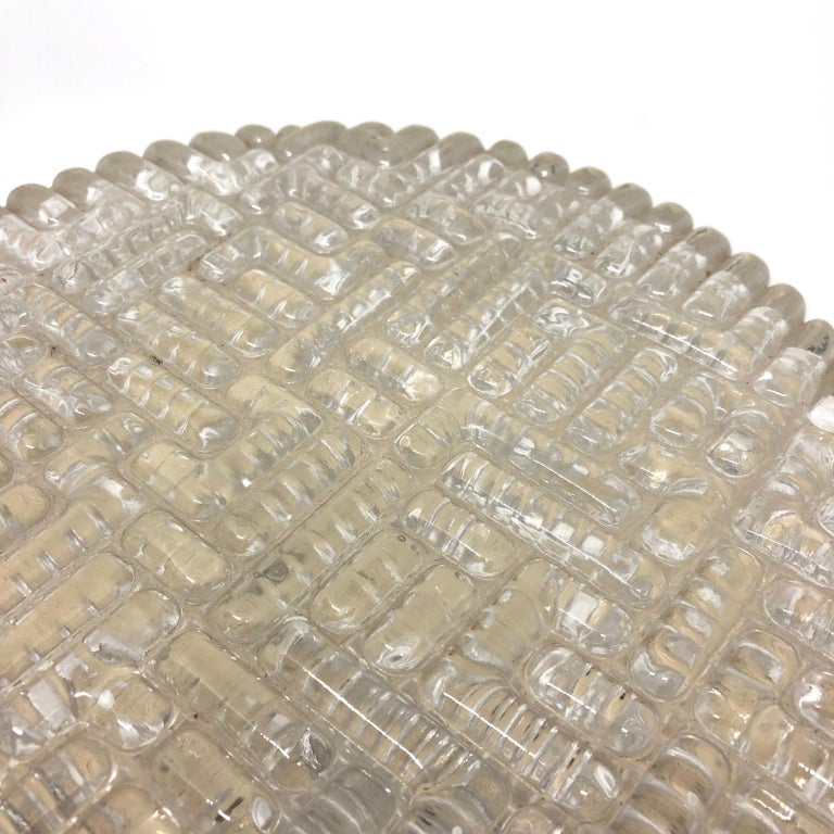 Heavy Grid Pattern Glass Flush Mount, Vintage, Austria, 1960s For Sale ...
