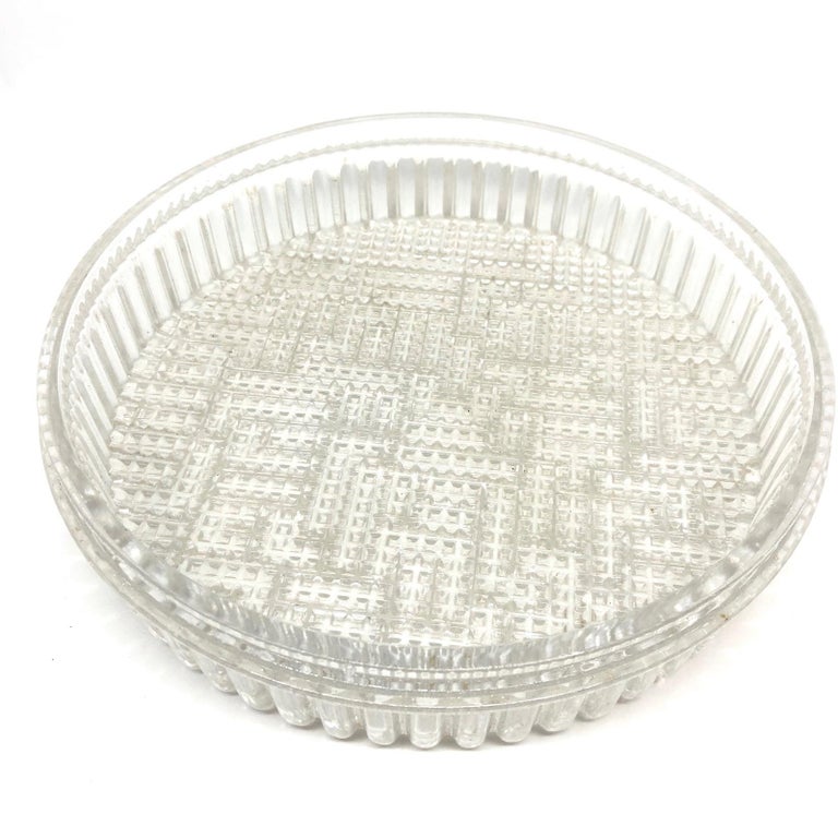 Heavy Grid Pattern Glass Flush Mount, Vintage, Austria, 1960s For Sale ...