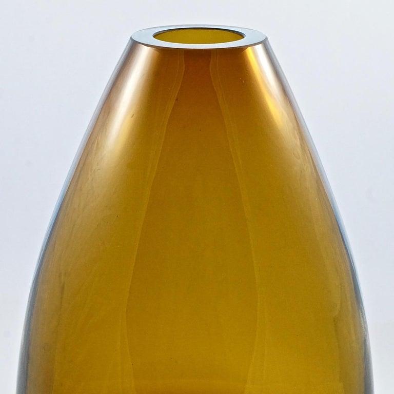 Heavy Hand Made Warm Brown and Clear Art Glass Tear Drop Vase, circa ...