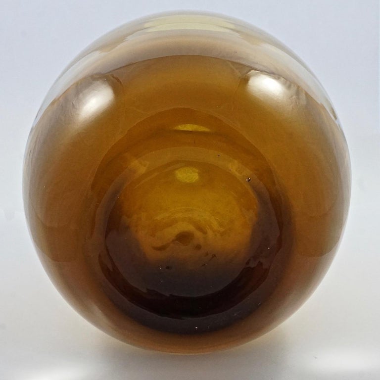 Heavy Hand Made Warm Brown and Clear Art Glass Tear Drop Vase circa ...