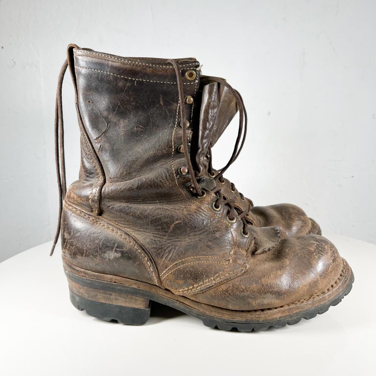 Heavy Hipster Vintage Lace Up Leather Combat Boots 10-10.5 Hand Crafted ...