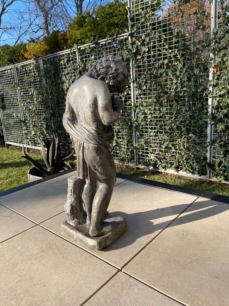 Heavy Lead Figural Statue Depicting a Putto with Bird's Nest, Italy ...