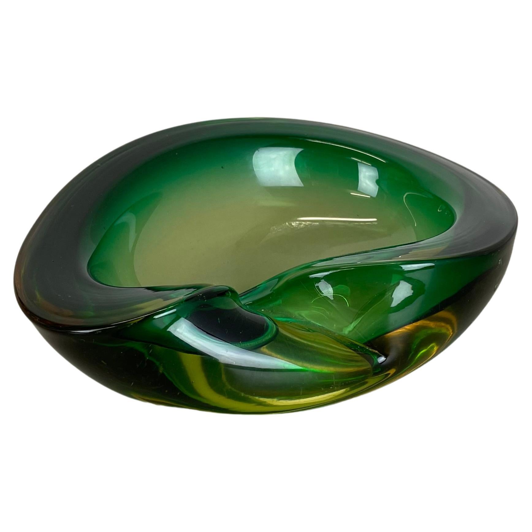 Heavy Hexagonal Emerald Green Crystal Ashtray at 1stDibs
