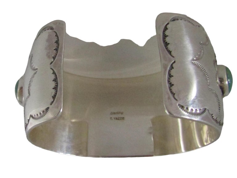 Heavy Navajo Tim Yazzie Turquoise Sterling Silver Horses Native Cuff ...