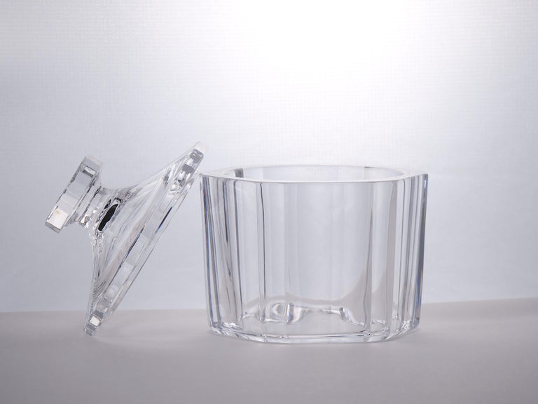 Heavy Orrefors Sweden Cut Crystal Art Deco Style Covered Dish For Sale ...