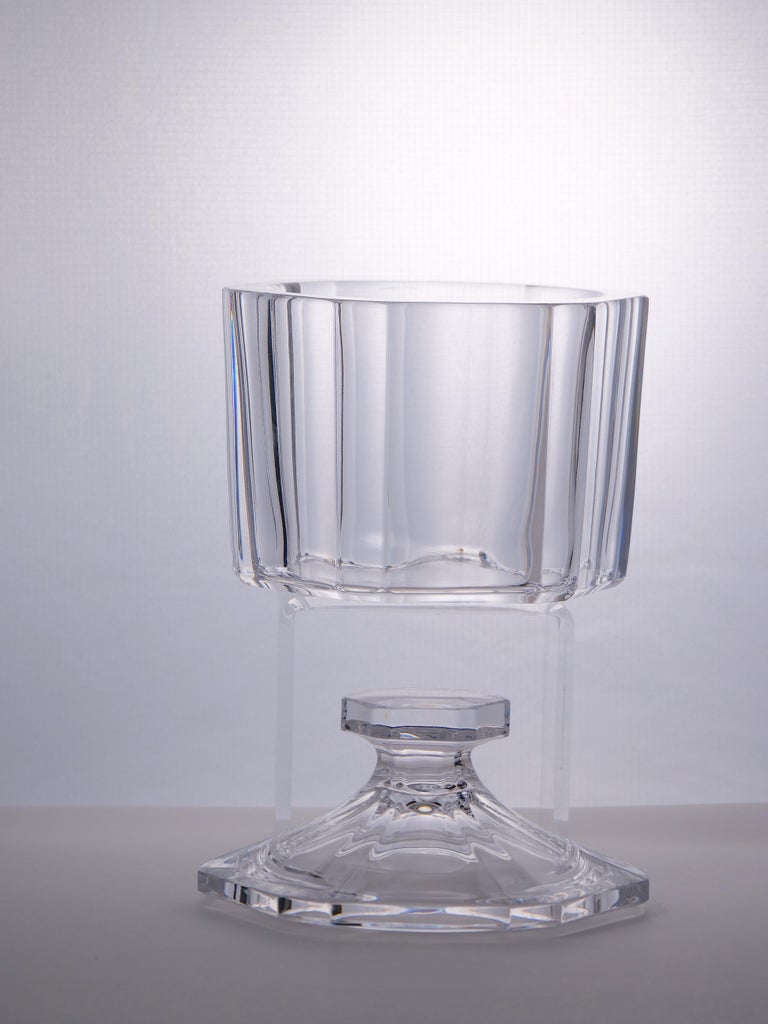 Heavy Orrefors Sweden Cut Crystal Art Deco Style Covered Dish For Sale ...