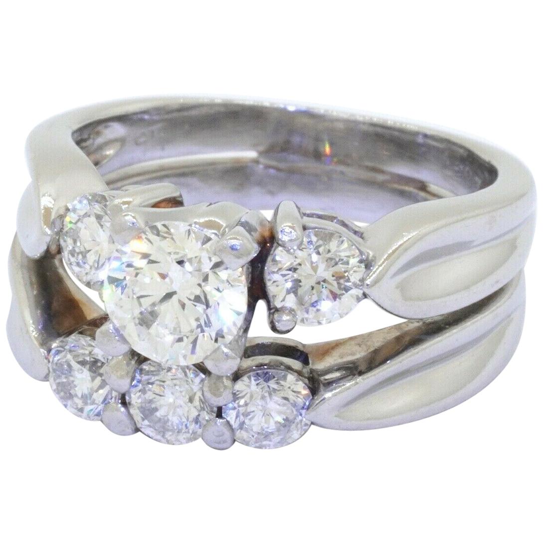 1950's Platinum .95ctw VS Diamond Bridal/Wedding Ring Set w/.56ct Ctr ...