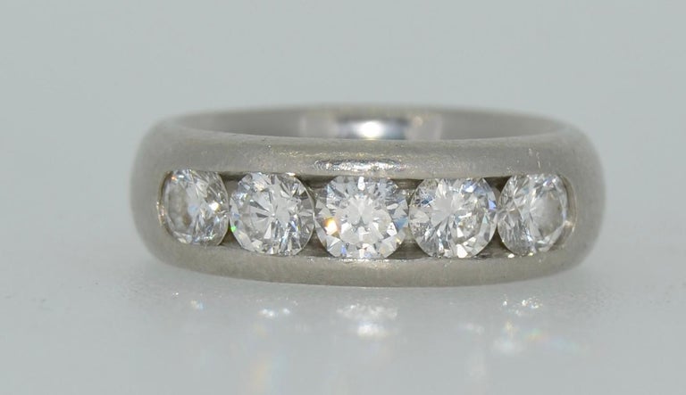 Heavy Platinum and Diamond Band For Sale at 1stDibs