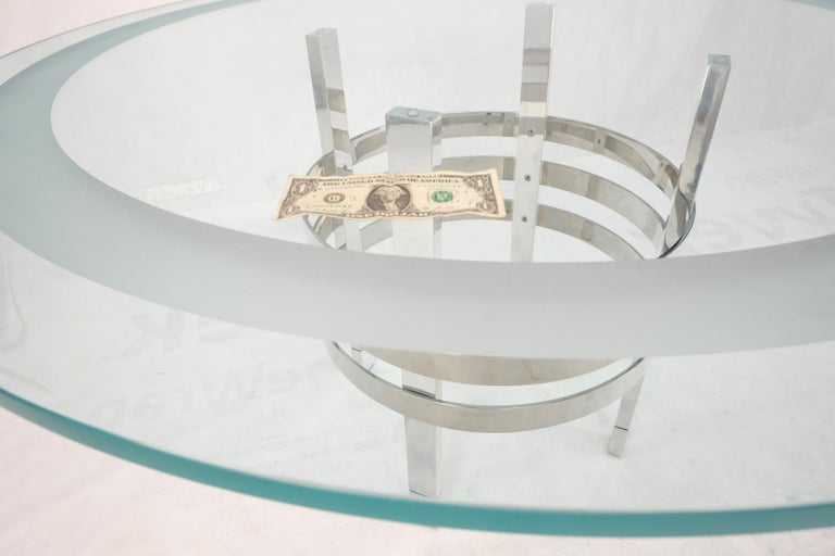 Heavy Polished Solid Stainless Steel Glass Round Dining Game Table ...