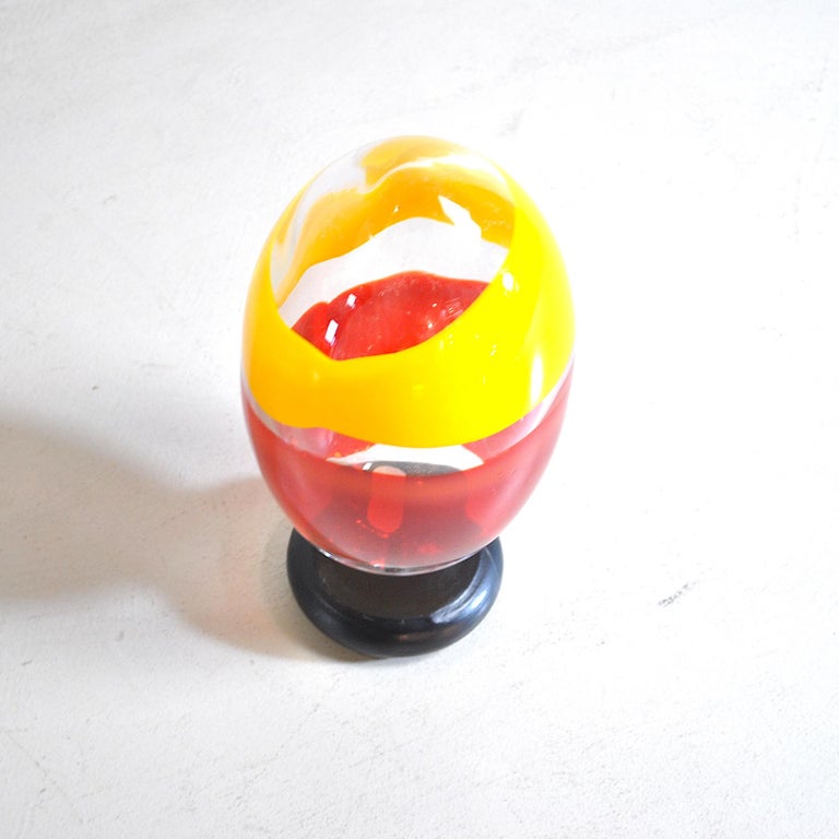 Heavy Polychrome Glass Egg Sculpture For Sale at 1stDibs