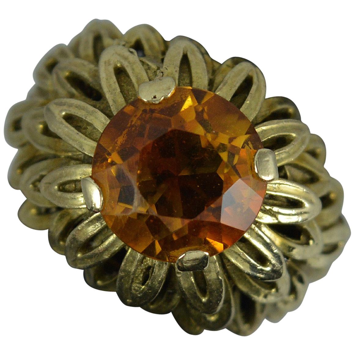 Retro 50 Carat Citrine Gold Cocktail Ring at 1stDibs