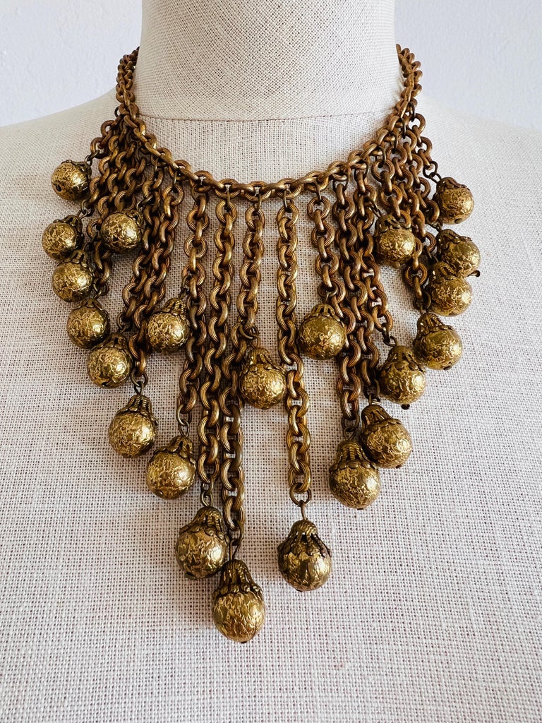 Heavy Russian Gold Chain Ball Dangle Tassel Choker Bib Necklace For ...