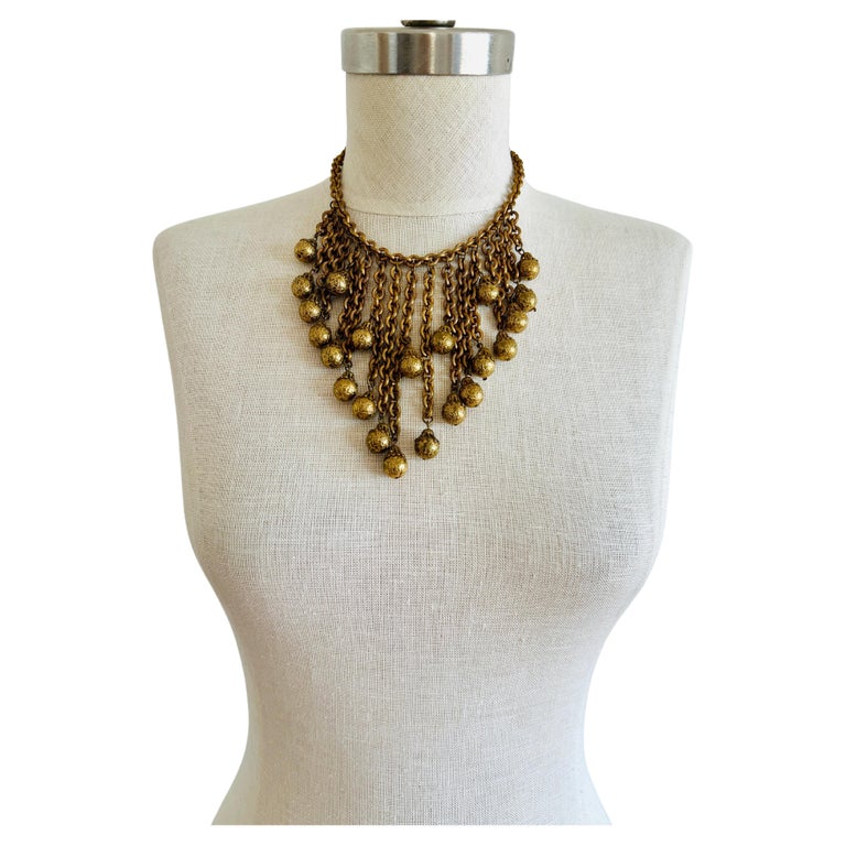 Heavy Russian Gold Chain Ball Dangle Tassel Choker Bib Necklace For ...
