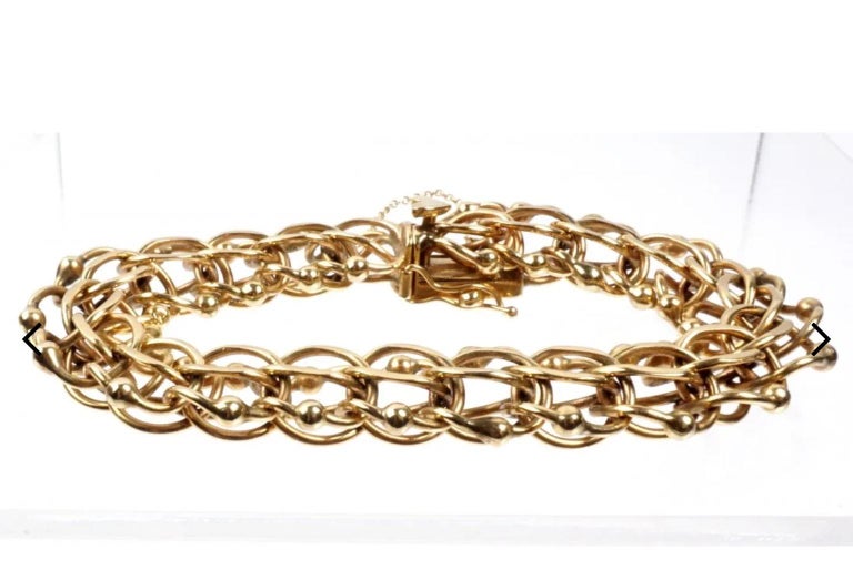 Heavy Solid 14k Gold Charm Bracelet Frame For Sale at 1stDibs