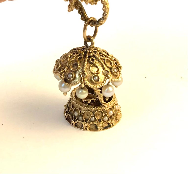 Heavy Solid 14k Gold Charm Bracelet with Charms For Sale at 1stDibs