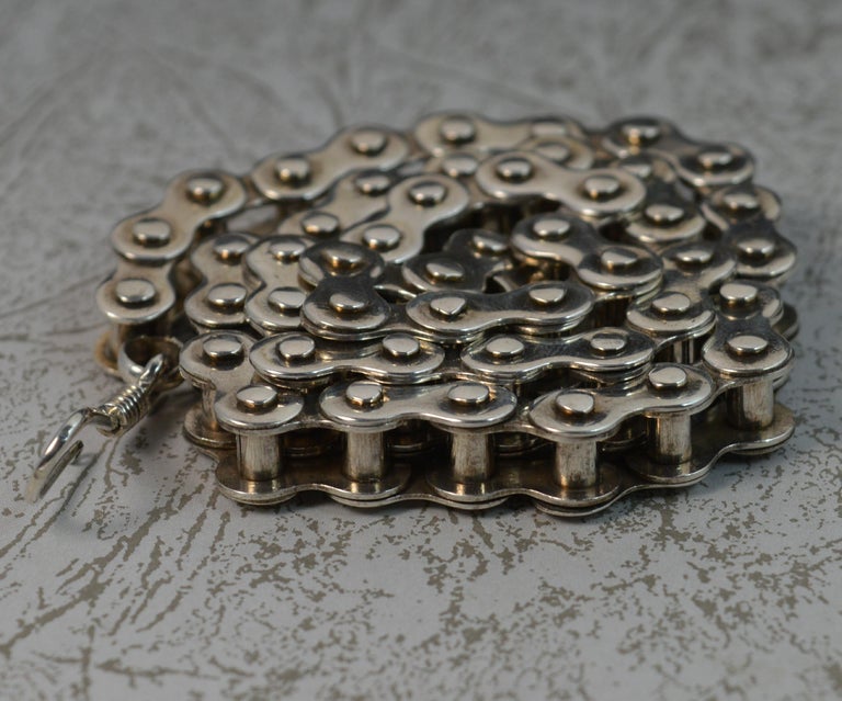 Heavy Solid Sterling Silver Bike Chain Link Necklace at 1stDibs | bike ...