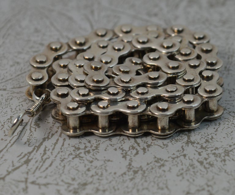 Heavy Solid Sterling Silver Bike Chain Link Necklace at 1stDibs | bike ...