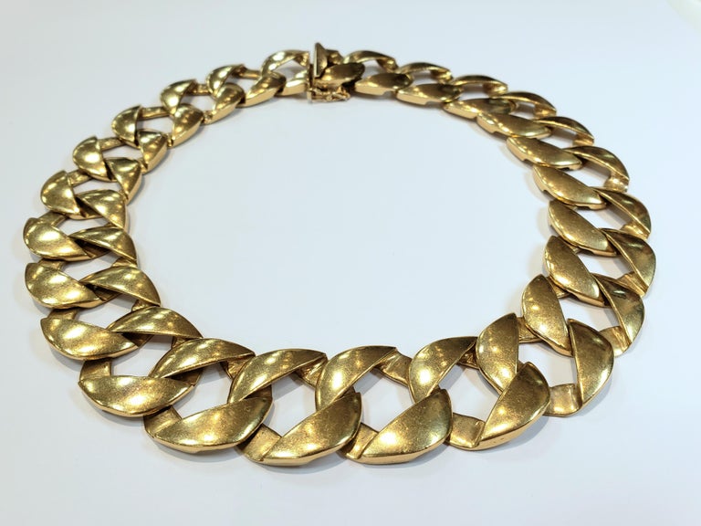 Heavy Solid 18 Karat Yellow Gold Round Link Necklace For Sale at 1stDibs