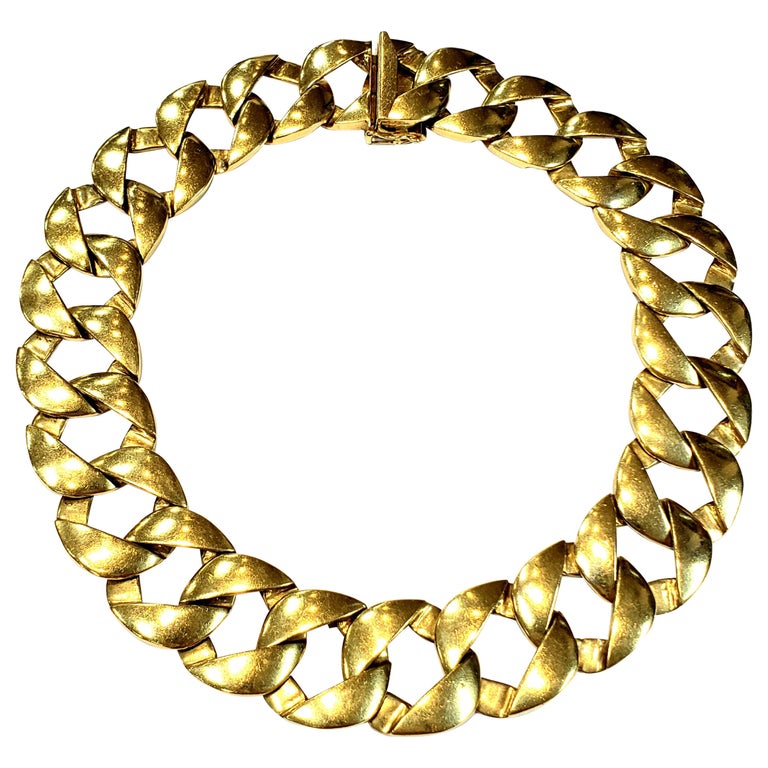 Heavy Solid 18 Karat Yellow Gold Round Link Necklace For Sale at 1stDibs