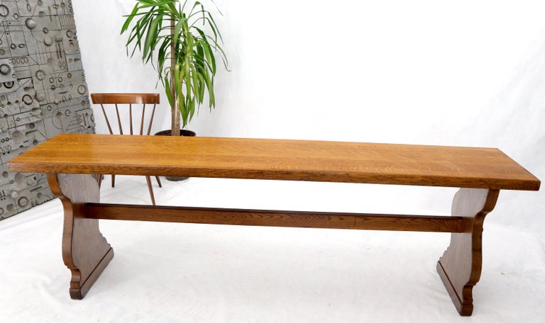 Heavy Solid Oak Top Long Narrow Harvest Table at 1stDibs