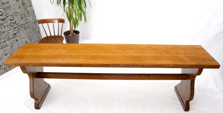 Heavy Solid Oak Top Long Narrow Harvest Table at 1stDibs