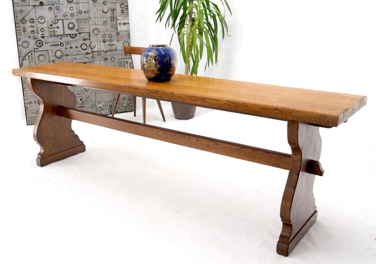 Heavy Solid Oak Top Long Narrow Harvest Table at 1stDibs
