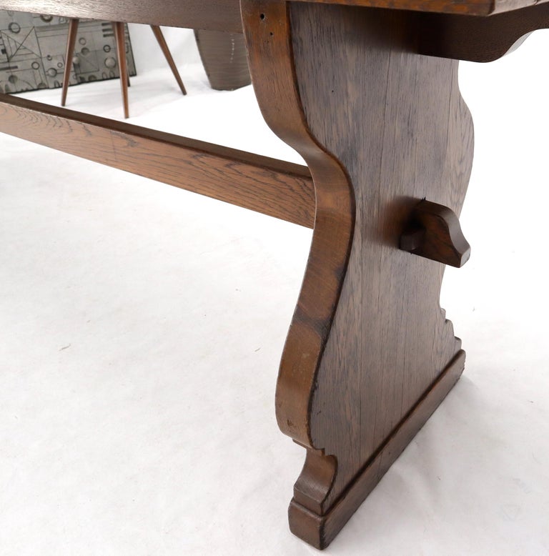 Heavy Solid Oak Top Long Narrow Harvest Table at 1stDibs