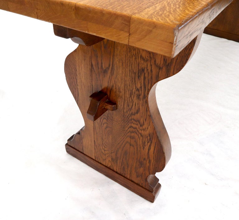 Heavy Solid Oak Top Long Narrow Harvest Table at 1stDibs