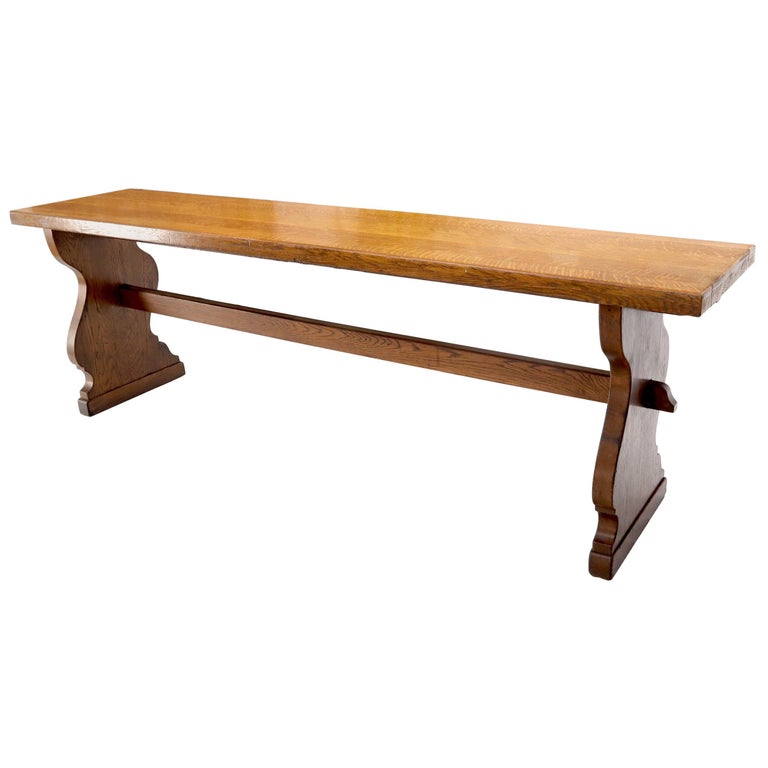 Heavy Solid Oak Top Long Narrow Harvest Table at 1stDibs